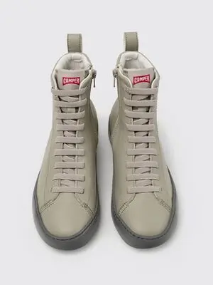 Camper Peu Touring Smooth Leather Boots With Side Zip - Beige