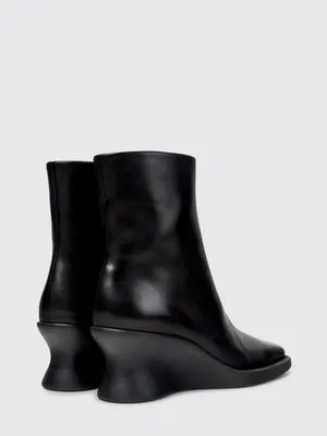 Camper Louise Smooth Leather Wedge Ankle Boots With Squared Toe