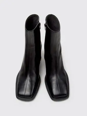 Camper Louise Smooth Leather Wedge Ankle Boots With Squared Toe
