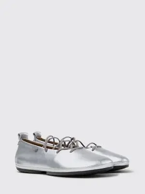 Camper Right Nina Laminated Leather Mary Jane Flats - Grey