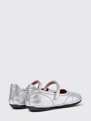 Camper Right Nina Laminated Leather Mary Jane Flats - Grey