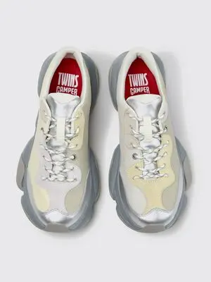 Camper Runner Twins Bicolour Abstract Pattern Calfskin Leather Trainers - Multicolor