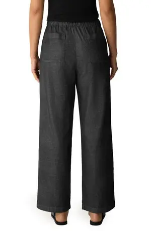 Eileen Fisher Organic Cotton Twill Straight Leg Drawstring Pants