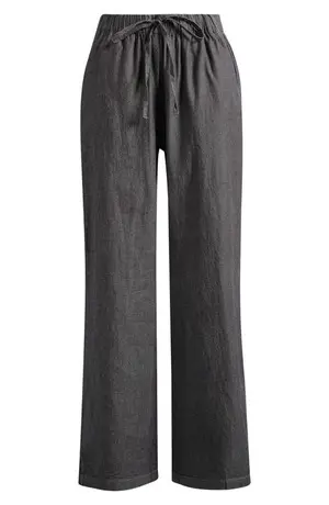 Eileen Fisher Organic Cotton Twill Straight Leg Drawstring Pants