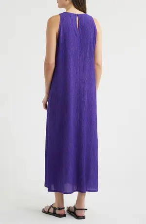Eileen Fisher Texture Sleeveless Maxi Dress - Violet