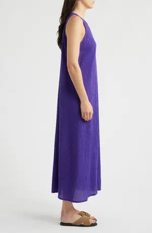 Eileen Fisher Texture Sleeveless Maxi Dress - Violet