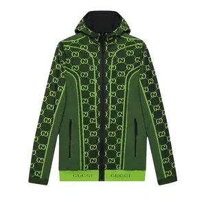 Gucci Gg Tubular Jersey Zip Jacket /green - Black