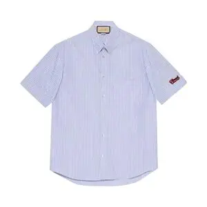Gucci Embroidered Logo Short-sleeve Shirt - Blue