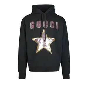 Gucci Logo Sequinned Hoodie - Black