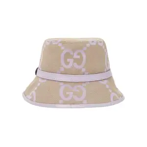 Gucci Jumbo Gg Bucket Hat 'beige/lilac - Tan