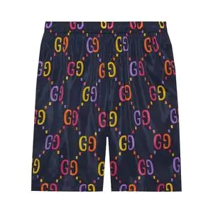 Gucci Jumbo Gg Silk Shorts 'dark /multicolor - Blue