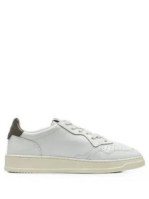 AUTRY Medalist Low Sneakers In And Chocolate Leather - White