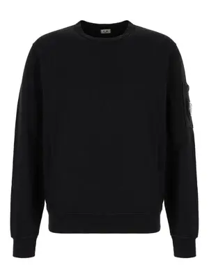 C.P. COMPANY Fleece Crewneck Sweatshirt With Logo Badge - Black