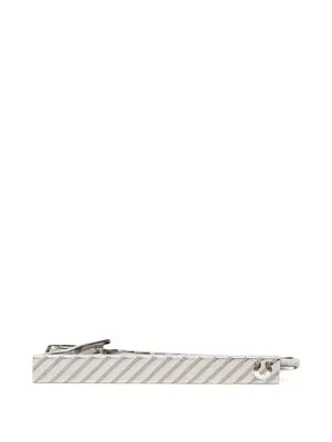 FERRAGAMO Guilloche Tie Clip With Engraved Logo - Metallic