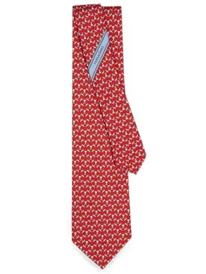 FERRAGAMO Silk Tie With Club Print - Multi