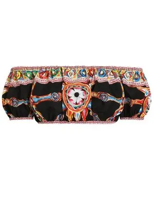 Dolce & Gabbana Printed Poplin Top - Black