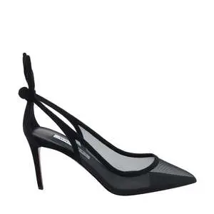 AQUAZZURA Bow Tie Mesh Pump 85 - Black
