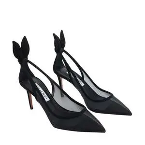 AQUAZZURA Bow Tie Mesh Pump 85 - Black