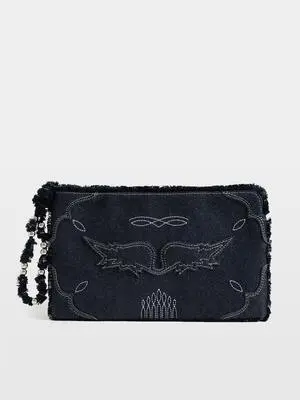 Zadig&Voltaire Angel Denim Western Clutch - Silent