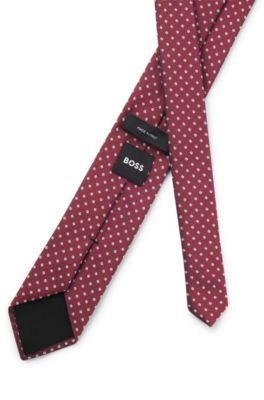 BOSS Silk-blend Tie With Micro Pattern - Light Red