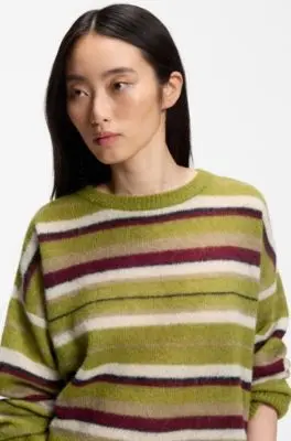 BOSS Oversized-fit Alpaca-blend Sweater With Stripes