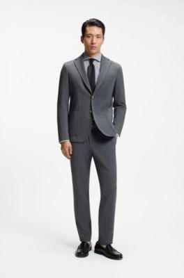 BOSS Slim-fit Micro-patterned Stretch Cotton Pants