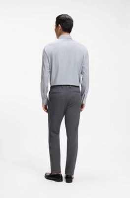 BOSS Slim-fit Micro-patterned Stretch Cotton Pants