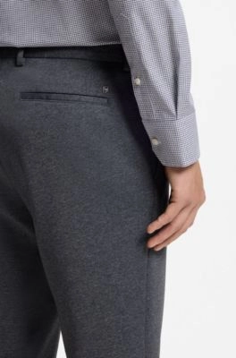 BOSS Slim-fit Micro-patterned Stretch Cotton Pants