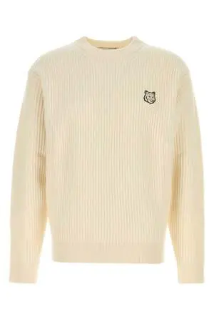 Maison Kitsuné Fox Head Wool Ribbed Jumper - Ecru