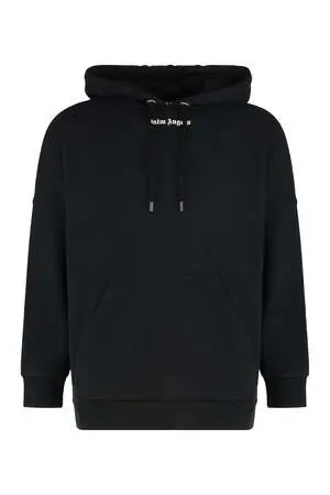 Palm Angels Hooded Cotton Sweatshirt With Logo - Black
