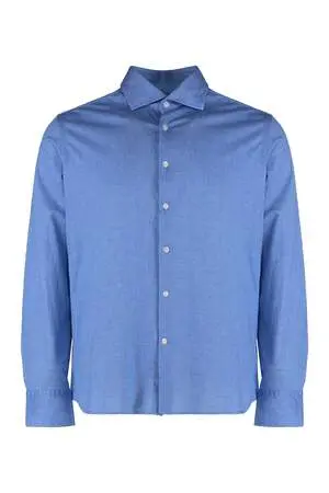 SONRISA Classic Rounded Hem Cotton Shirt For - Blue