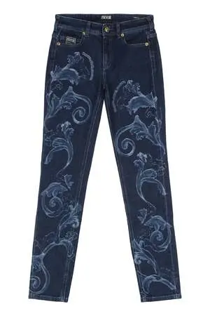 Versace Skinny Fit Printed Jeans - Denim
