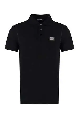 Dolce & Gabbana Cotton Piqué Polo-shirt With Branded Tag For - Black