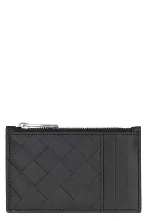 Bottega Veneta Intrecciato Zipped Card Case - Black