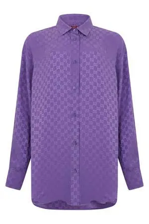 Gucci Silk Monogram Shirt Long Sleeve - Purple