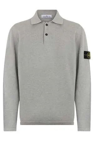 Stone Island Long Sleeve Polo Sweater For - Grey