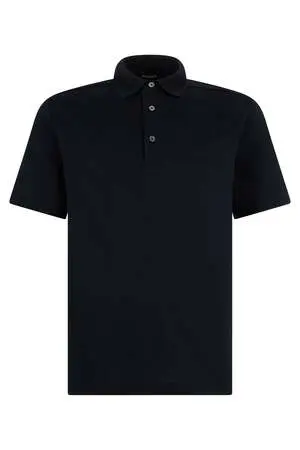 Zegna Cotton Polo With Short Sleeves - Black