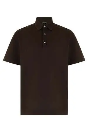 Zegna Cotton Polo With Short Sleeves - Brown