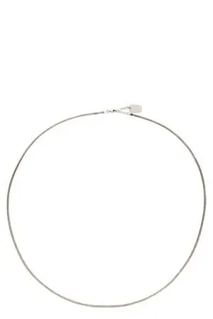 Saint Laurent Long Herringbone Chain Necklace - Silver