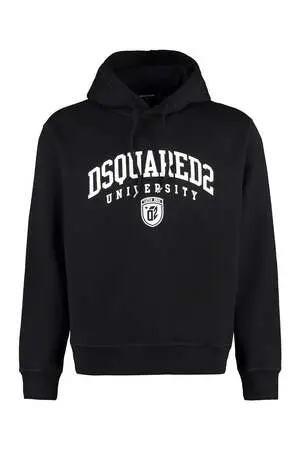 Dsquared2 Logo Print Cotton Hoodie - Black