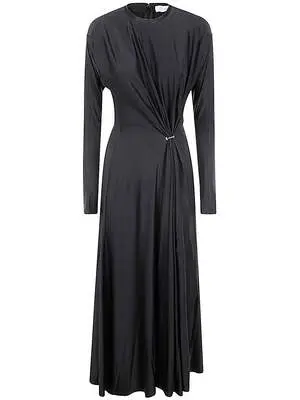Rabanne Crewneck Gathered Midi Dress - Black