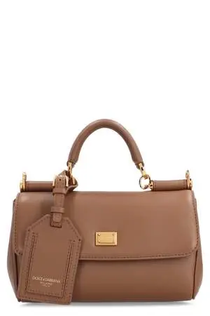 Dolce & Gabbana My Sicily Mini Handbag In Plongé Calfskin - Brown