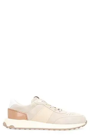 TOD'S Suede And Leather Accent Sneakers - Sand