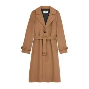 Celine Belted Button-up Coat - Camel