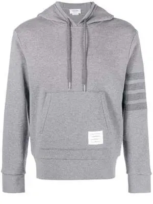Thom Browne Wool Loopback 4 Bar Hoodie Pullover - Grey