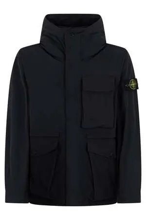 Stone Island Short Hooded Parka With Anti-drop Micro Twill
