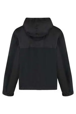 Stone Island Hooded Windbreaker With Removable Logo Patch - Black