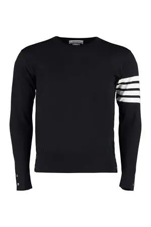 Thom Browne Fine Merino Wool Crewneck Pullover With 4-bar Sleeve Detail