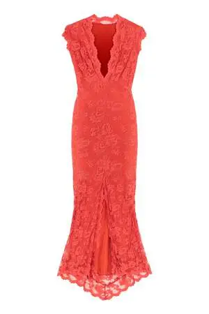 BALENSI Balenciaga Lace Maxi Dress With Deep V-neckline