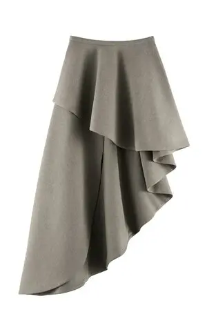 Arakii Spiral Asymmetrical Poplin Midi Skirt - Grey